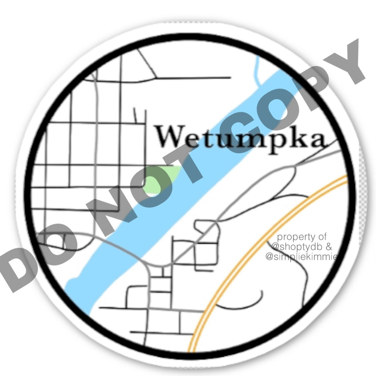 Map of Wetumpka Car Decal Sticker